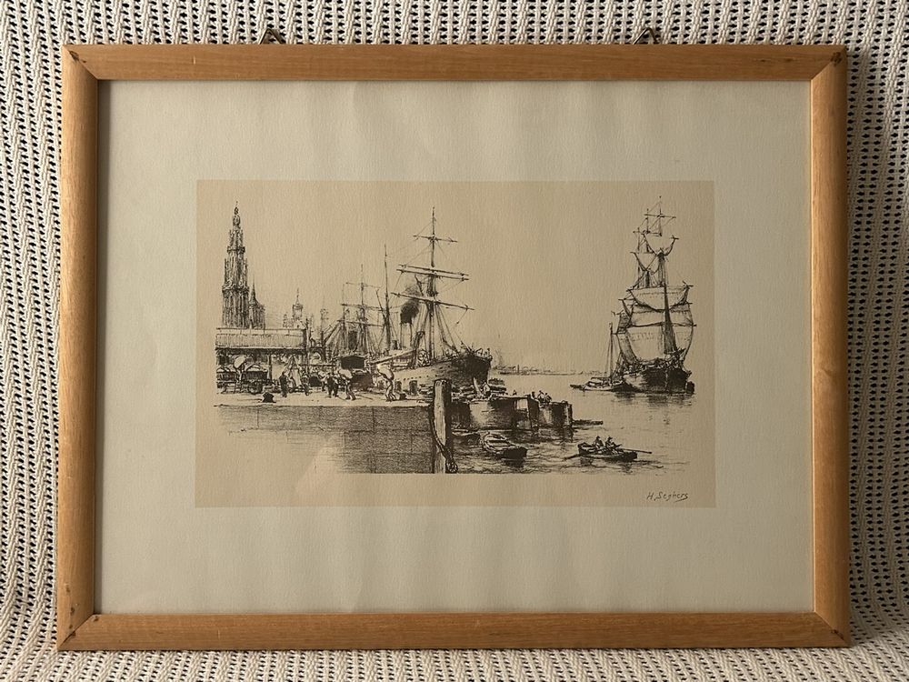Lithografie / H. Seghers / Hafenszene (Gebraucht) in Himmelried für CHF 15 – mit Lieferung auf ...