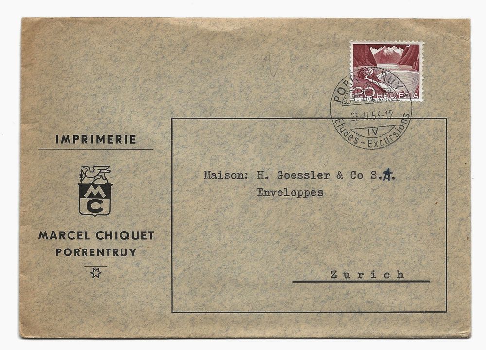 Firmenbrief Imprimerie Marcel Chiquet Porrentruy 1954 cv (Gebraucht) in ...