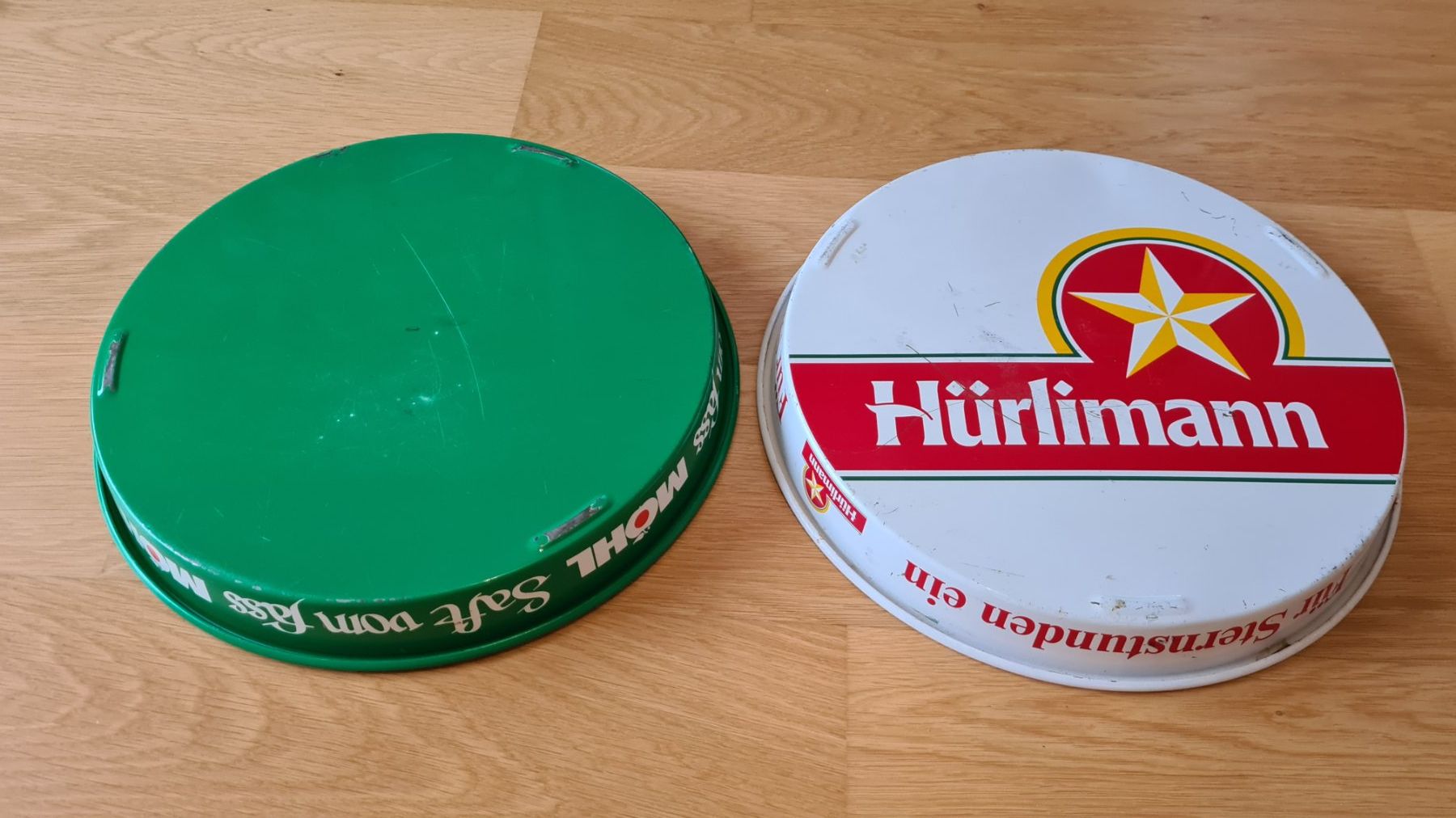 2 Vintage Beizen Servier-Tablet Hürlimann Bier & Möhl Saft (Gebraucht ...