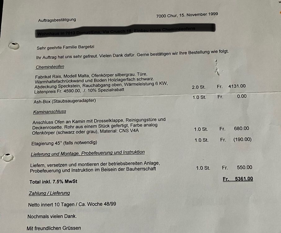Cheminée-Ofen RAIS Malta (Gebraucht) in für CHF 500 – nur Abholung auf ...