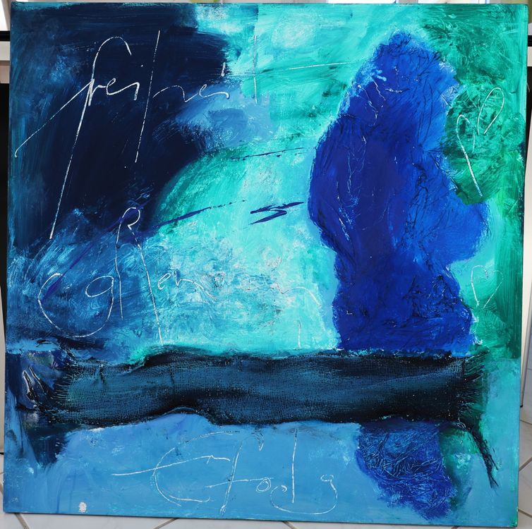 Acrylbild blau-grün (Unikat) (Neu (gemäss Beschreibung)) in Kümmertshausen für CHF 75 – nur ...