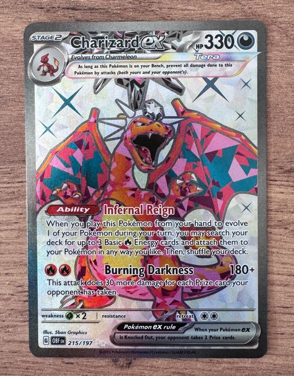 Charizard ex FULL ART TERA Pokemon Obsidian Flames 215 /197 (Neu ...