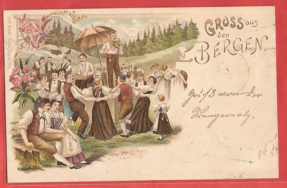 Gruss aus den Bergen - Alpstubete - Künzli-Litho 1898 | Kaufen auf Ricardo