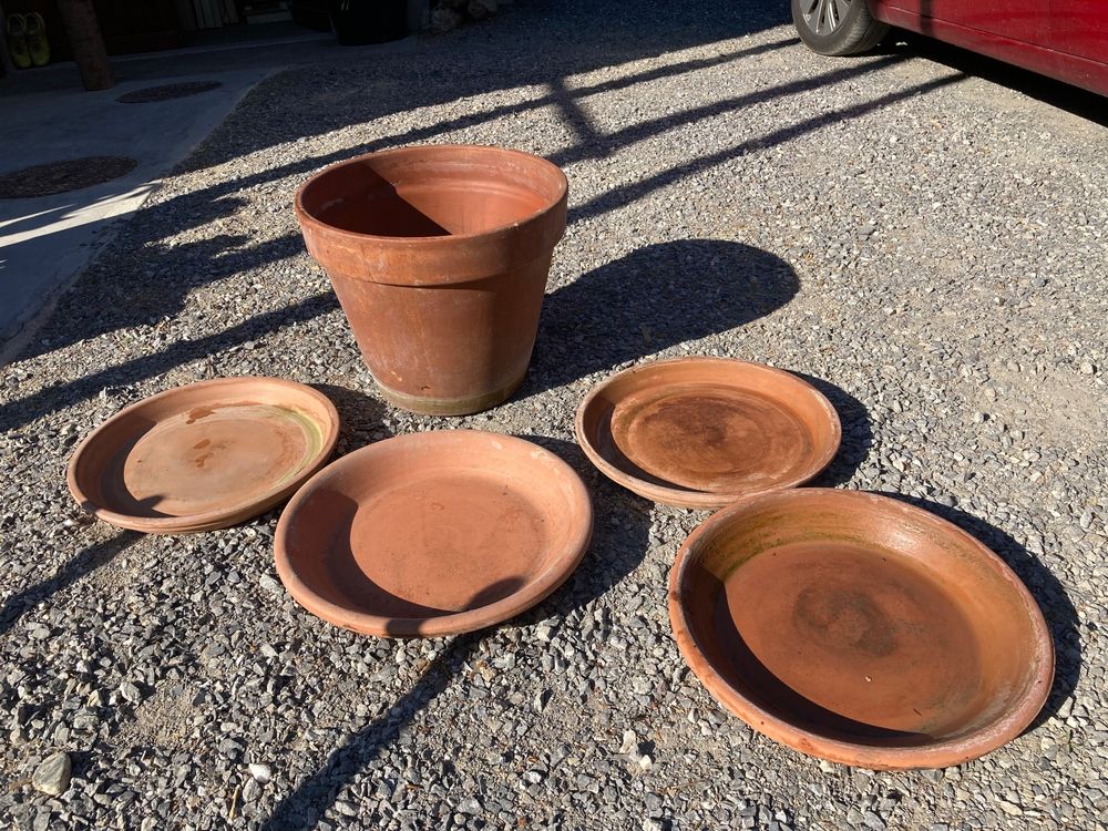 Tontopf Blumentopf ø43cm mit Unterteller terracottafarben (Gebraucht ...