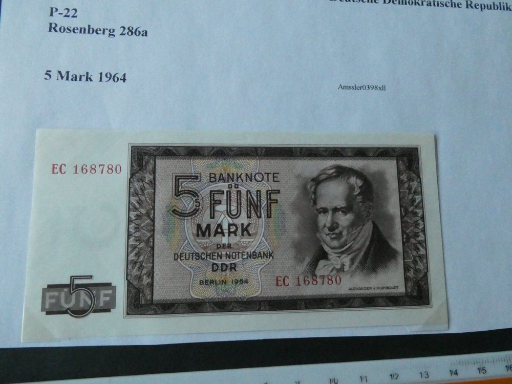 DDR 1964, 5 Mark - unzirkuliert (Neu (gemäss Beschreibung)) in Hinterforst für CHF 13 – mit ...