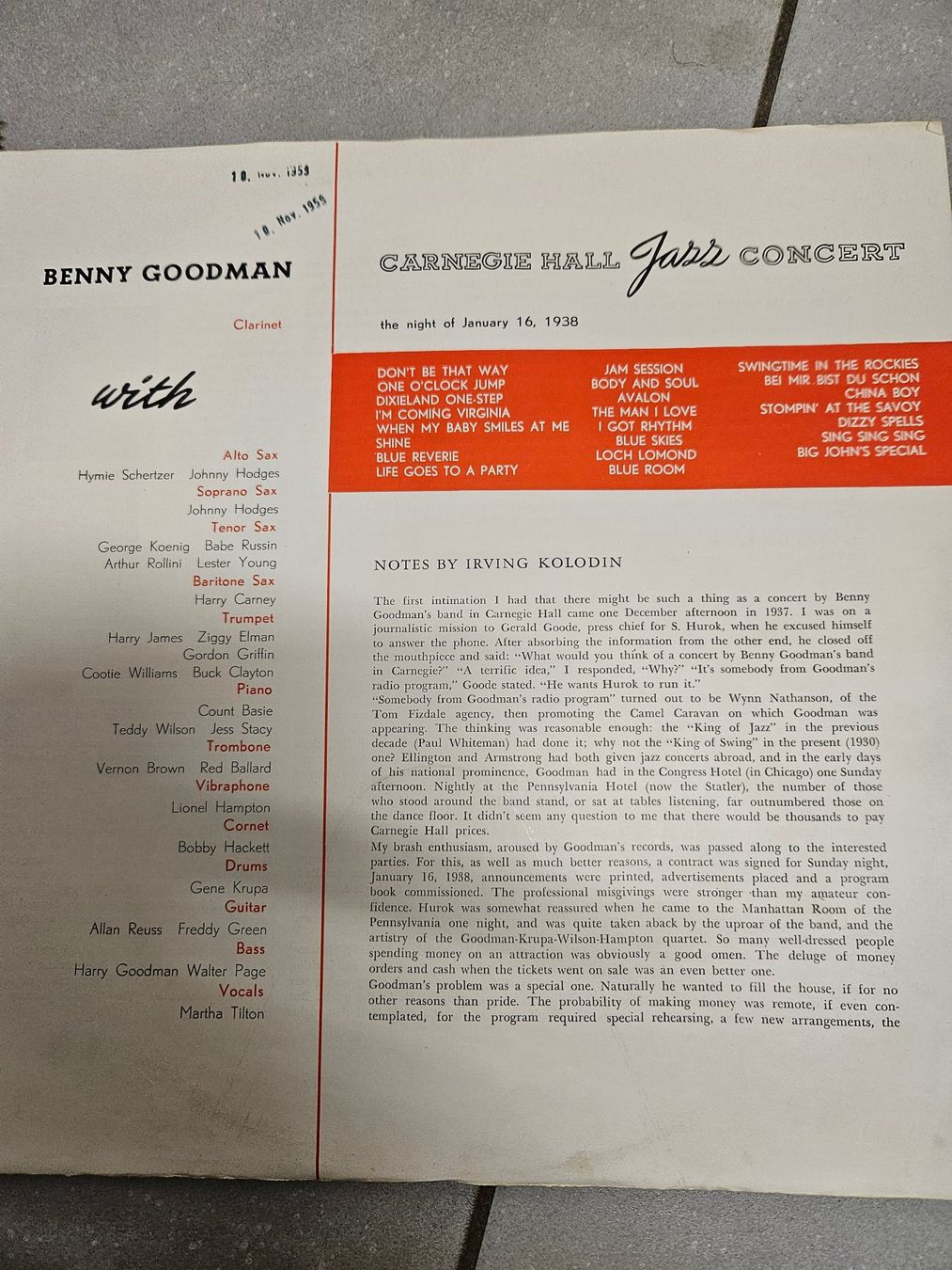 Benny Goodman - The famous 1938 Carnegie Hall Jazz Concert (Gebraucht ...