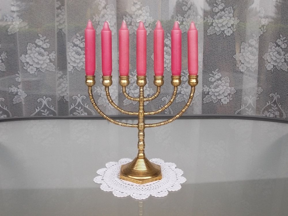 Alter original jüdischer David Messing Kerzenständer MENORA (Gebraucht ...