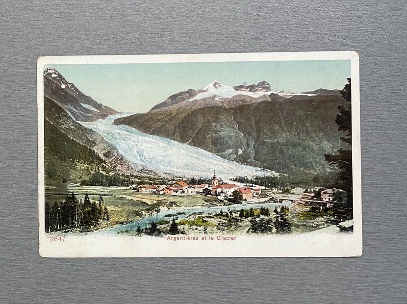antike Farb Postkarte Argentières et le Glacier ungelaufen (Gebraucht ...
