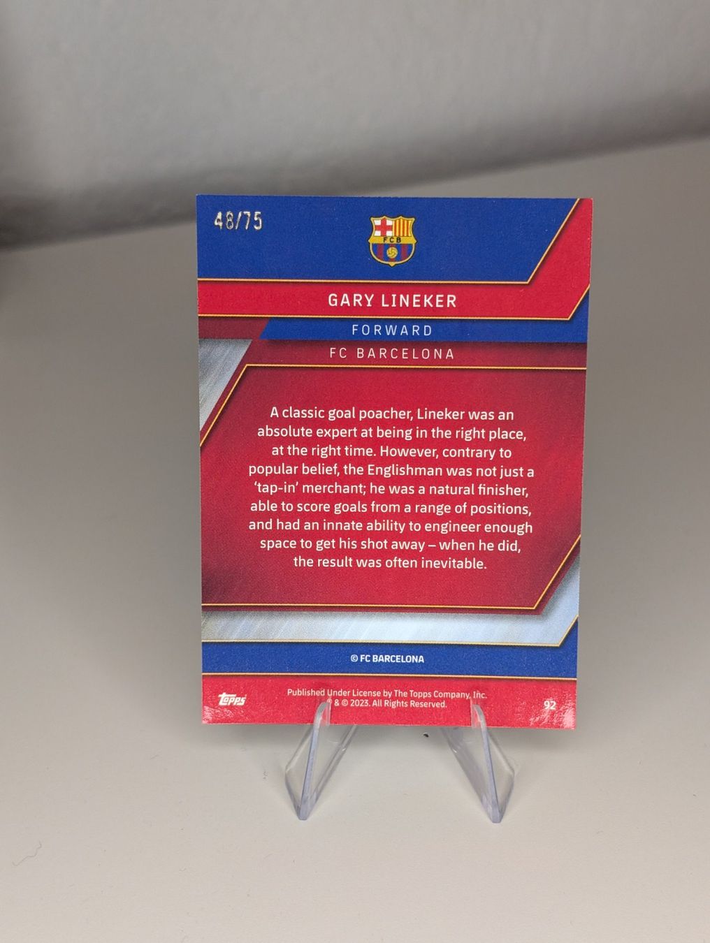 Gary Lineker /75 FC Barcelona Topps Barca Fan Set (Gebraucht) in ...