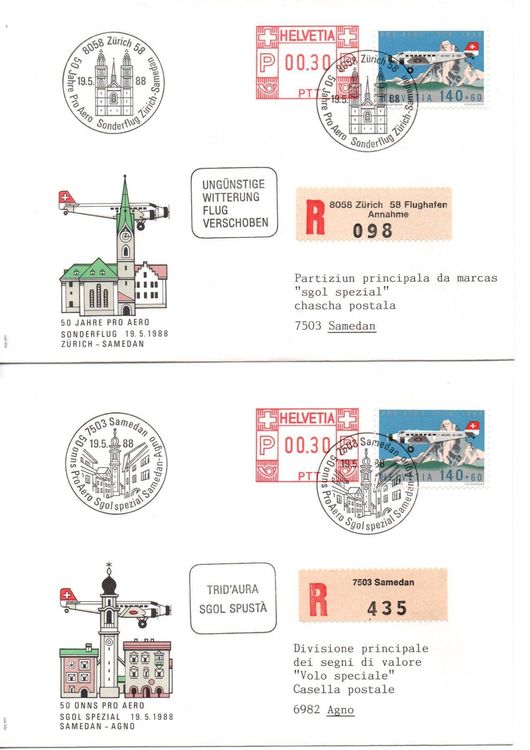 1988 POSTA AEREA 7 FDC SBK F49 Jubiläumflüge 50 J. Stiftung‪ (Neu ...