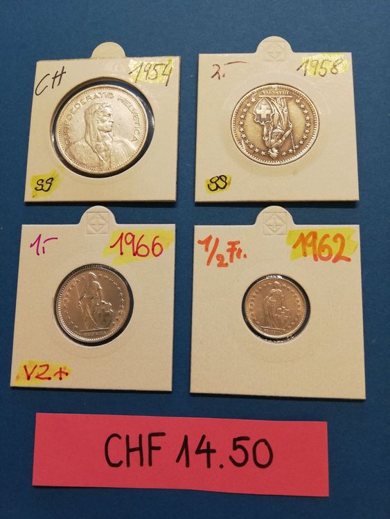 Schweizer Silbermünzen 5Fr/2Fr/1Fr/50Rp (Gebraucht) in Engi für CHF 17.5 – mit Lieferung auf ...