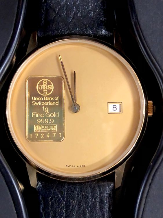 Swiss Made Quartz Uhr UBS inkl. 1g Finegold, ungetragen | Kaufen auf ...