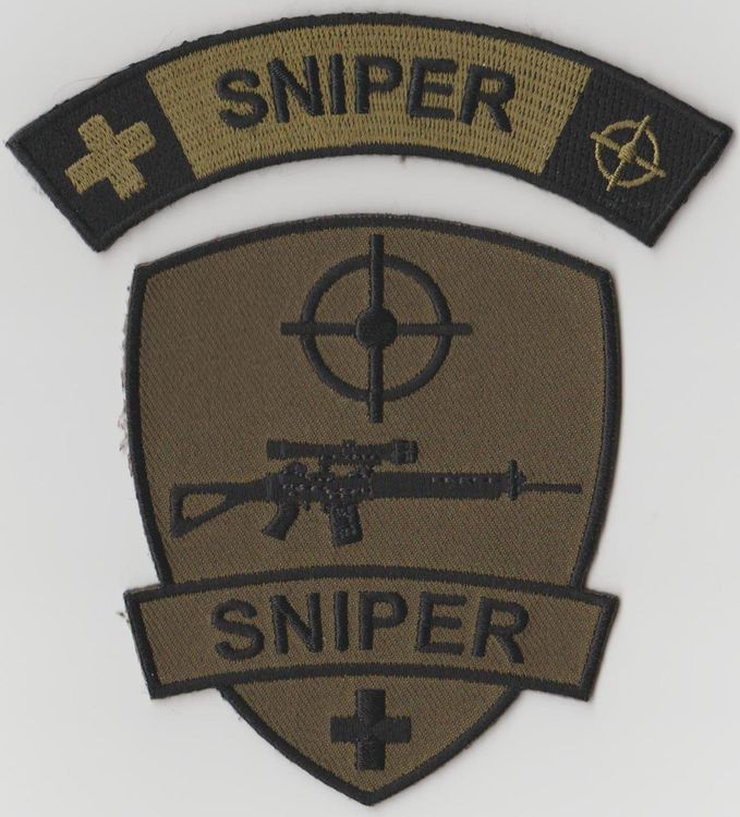 2x Sniper Abzeichen Patches Militär Armee Airsoft Klett. | Kaufen auf Ricardo
