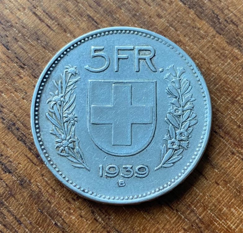 Schweiz 5 Franken 1939 Silber (Gebraucht) in Opfikon für CHF 11.4 – mit Lieferung auf Ricardo kaufen