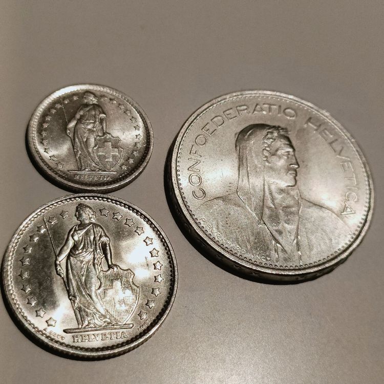 Silber Münzen Set Schweiz 1967 50 Rappen, 1.- & 5 Franken (Gebraucht) in Zell LU für CHF 10 ...