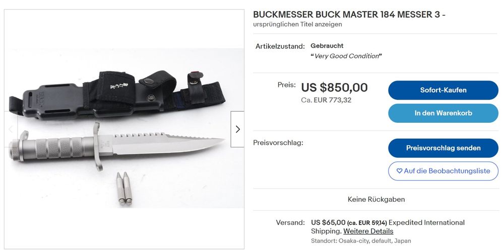 Buckmaster 184 Tactical Knife US Navy Seals Messer 1. Serie (Neu ...