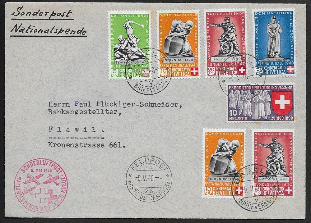 1940 BF Satz-Brief RotKreuz Flug BASEL/Feldpost 26 ab 1.- (Gebraucht ...