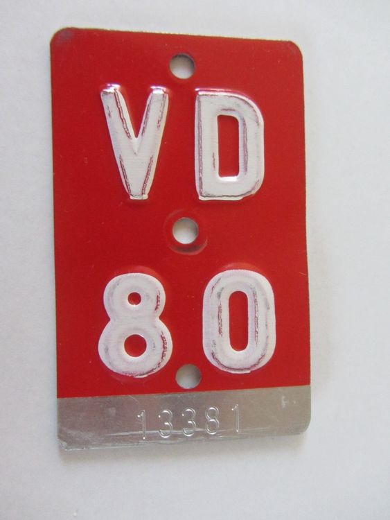 PLAQUE VELO VD 1980 (Gebraucht) in Echallens für CHF 3 – mit Lieferung ...