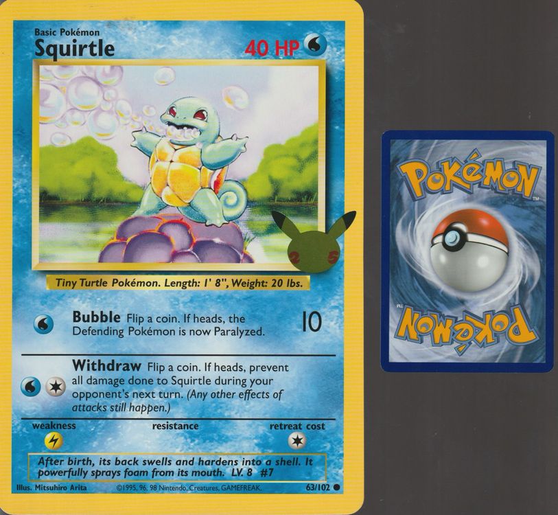 TCG POKEMON SQUIRTLE 63/102 BLACK STAR PROMO XXL jumbo size (Neu ...