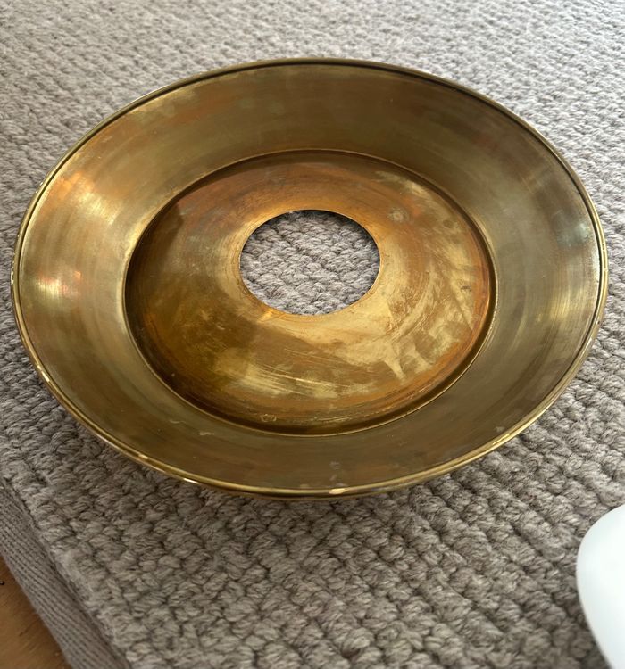 🟢 verre opalin + collerette laiton Opalglas mit Messingring (Gebraucht ...