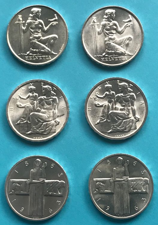 6 schöne Schweizer Silber 5 Franken-Gedenkmünzen | Kaufen auf Ricardo