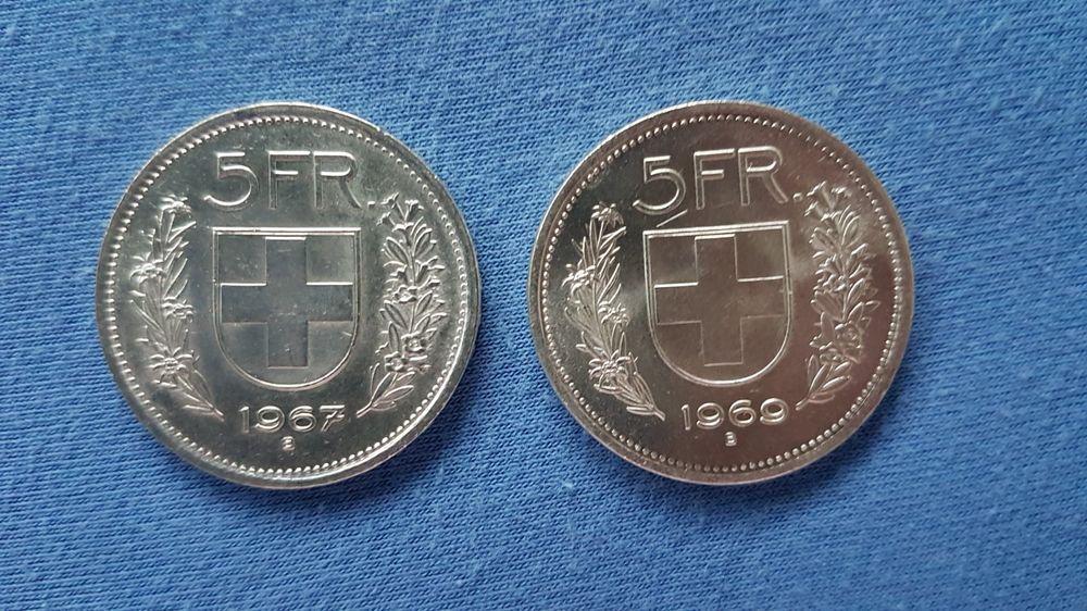 2 x 5 Franken Silbermünzen 60ger Jahre ab nur 1 Franken!! (Gebraucht) in Camignolo für CHF 16 ...
