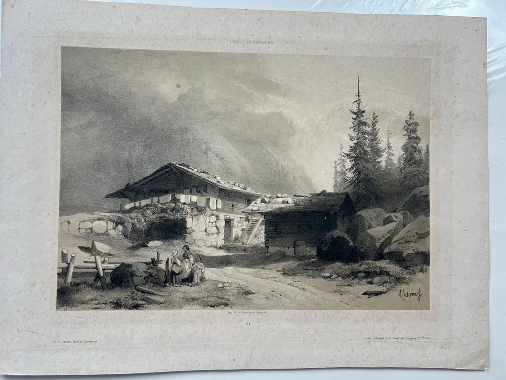 Alexandre Calame (1810-1864) Lithographie mit Stempel (Gebraucht) in ...