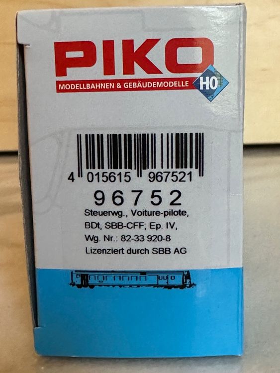 PIKO 96752 Steuerwagen BDt SBB H0 Gleichstrom NEU (Neu und ...