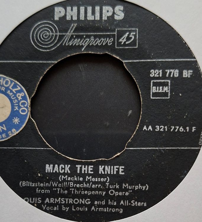Vinyl-Single Louis Armstrong - Mack The Knive / Back O'Town (Gebraucht ...