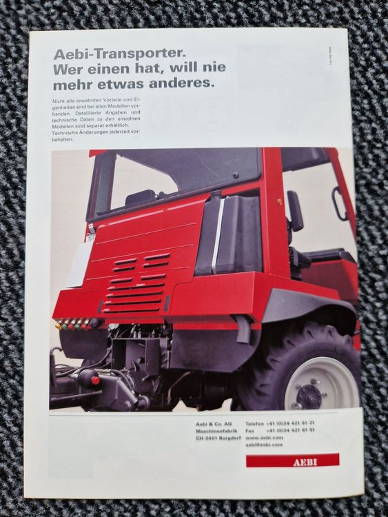 Original Prospekt Aebi Transporter Übersicht (Gebraucht) in Dürnten für CHF 25 – mit Lieferung ...
