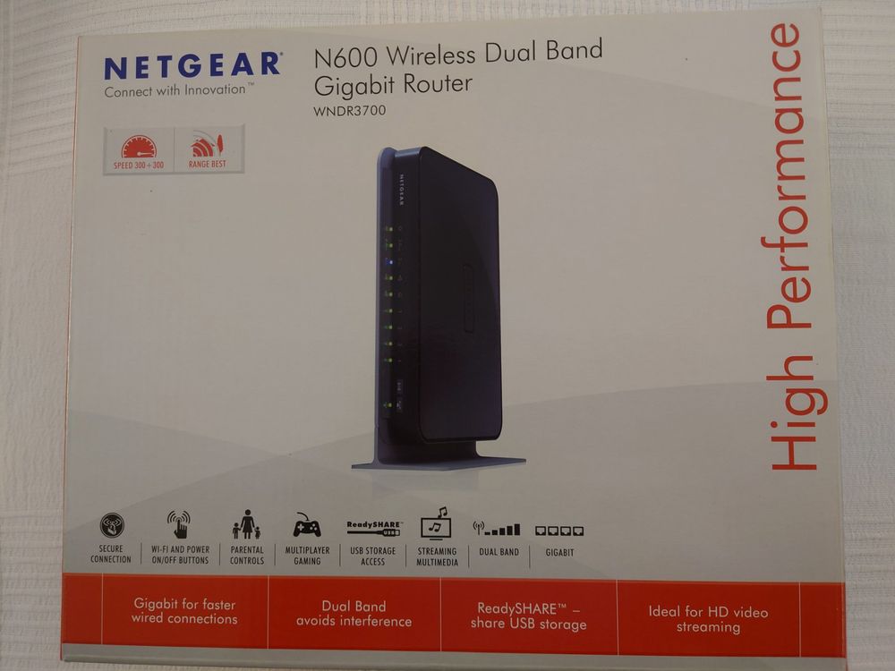 Netgear N600 Wireless Dual Band Gigabit Router WNDR3700 (Neu und ...