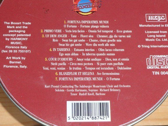 Carl Orff - Carmina Burana - Gerda Hartmann, Kurt Prestel (Gebraucht ...