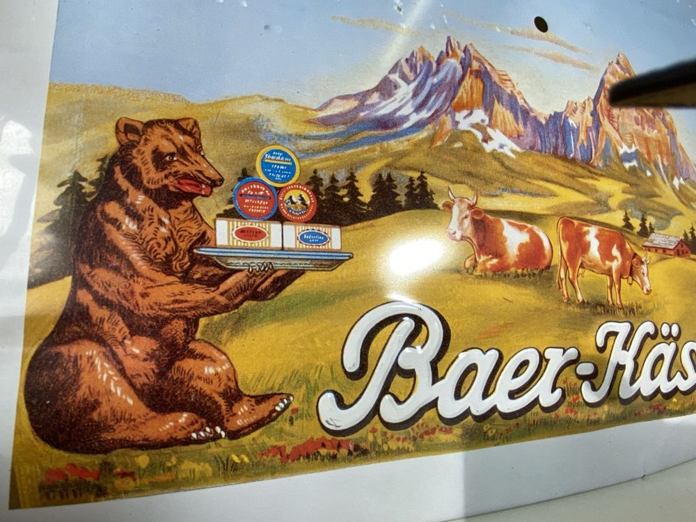 Werbeschild BAER-KÄSLI, Blechschld mit Relief (Gebraucht) in Utzigen ...