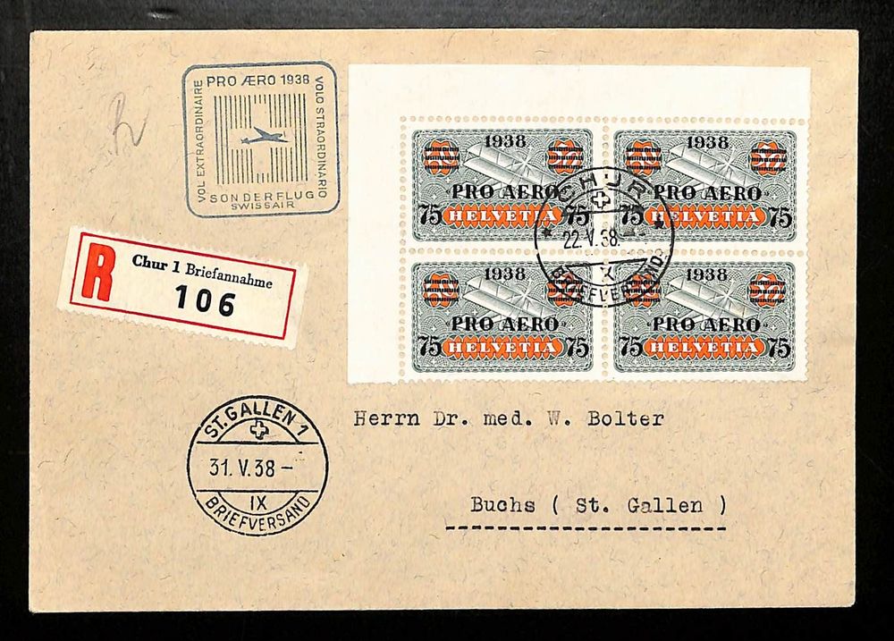 1938 Flugpost F26 PRO AERO CHUR-ST. GALL | Kaufen auf Ricardo
