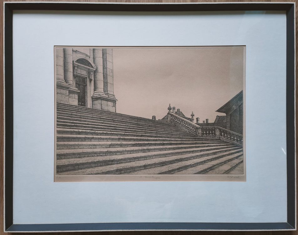 Rudolf Häsler «Solothurn Treppe St. Ursen Kathedrale» Litho (Gebraucht ...