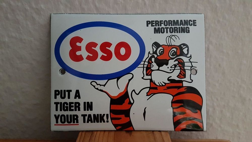 Emailschild ESSO Tiger Motor Oil France Emaille Schild Retro (Neu ...