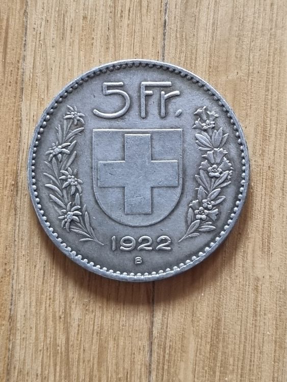 5 Franken 1922 - Alphirte - Silber Top-Stück (Gebraucht) in Mels für CHF 99 – mit Lieferung auf ...