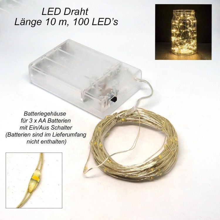 LED Draht 10 m mit 100LEDs warmweiss | Kaufen auf Ricardo