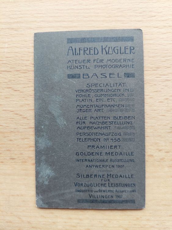 Antikes Foto CdV Studentika Phot. Alfred Kugler Basel (Gebraucht) in ...