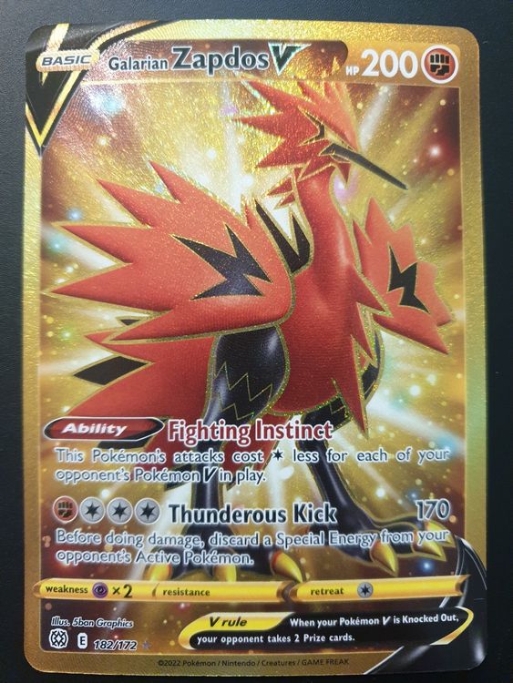 Pokemon Galarian Zapdos V 182/172 GOLD * NM * Fr. 1.- | Kaufen auf Ricardo