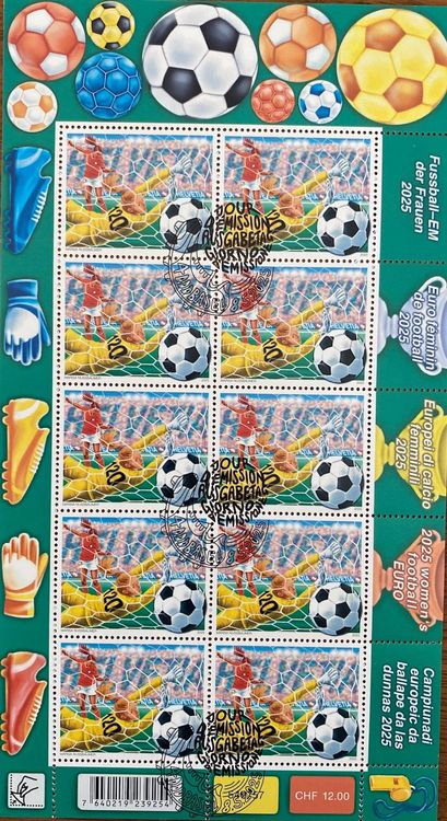 KB Fussball EM der Frauen 2025. Gestempelt (Gebraucht) in Aedermannsdorf für CHF 17 – mit ...