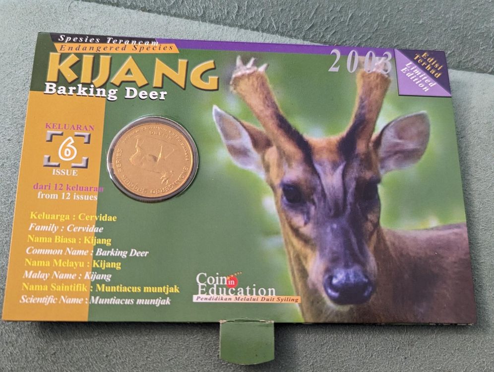 Malaysia-25 Sen kijang-deer-endangered-animal (Neu und originalverpackt ...