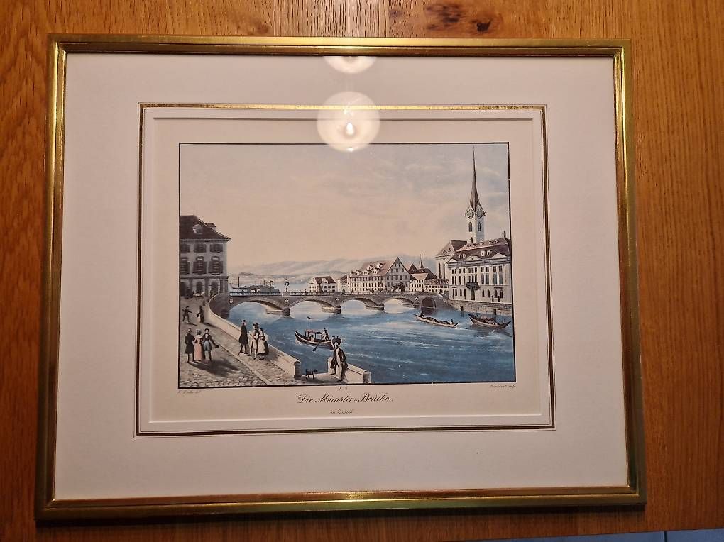 Bild Zürich mit Münsterbrücke um 1840 (Gebraucht) in Münsingen für CHF ...