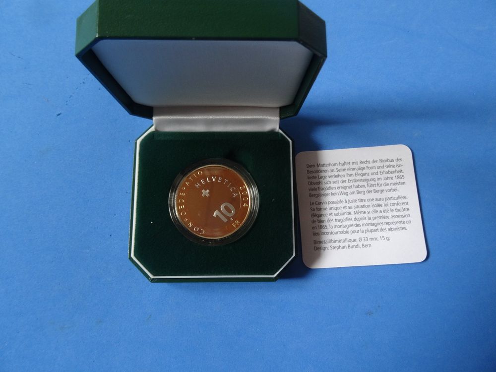 Gedenkmünze 2004 Matterhorn 10.- PP Silber (Neu (gemäss Beschreibung)) in Bürchen für CHF 23 ...