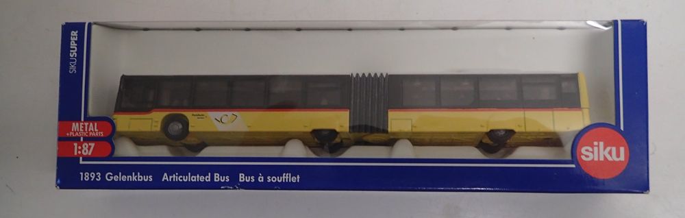 SIKU H0: POSTAUTO Gelenkbus/CAR POSTAL bus articulé Art.1893 (Neu ...