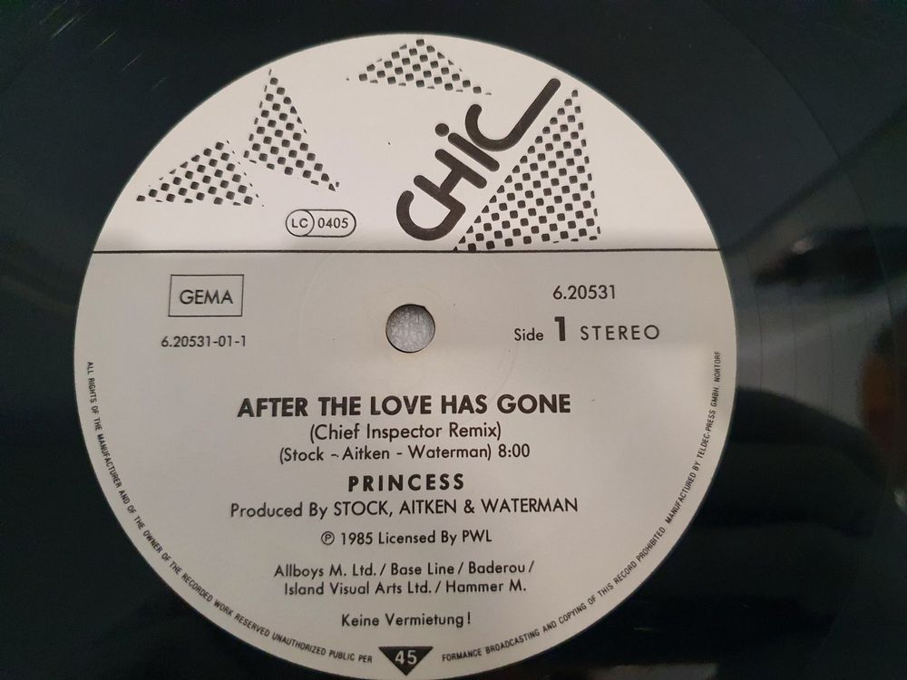 Princess – After The Love Has Gone (Chief Inspector Remix) (Gebraucht ...
