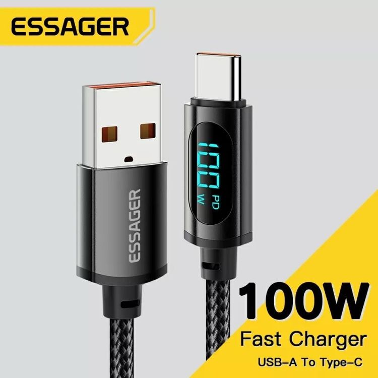 Display zeigt Ladegeschwindigkeit - 2 Meter - USB A zu C 66W (Neu und ...