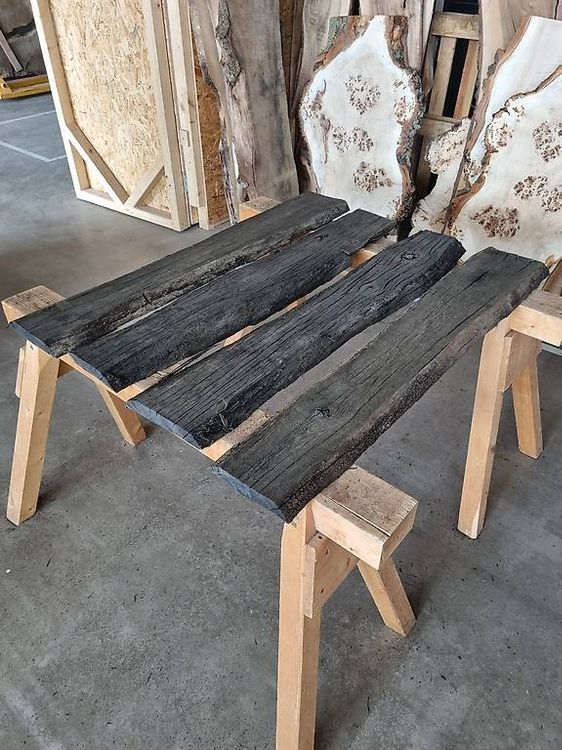 Mooreiche Bretter Unikat Edelholz Deko Tisch 4 Stk 32 mm Set (Gebraucht ...