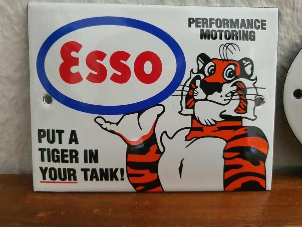 Emailschild ESSO Tankstelle Motor Oil Emaille Schild Reklame (Neu ...