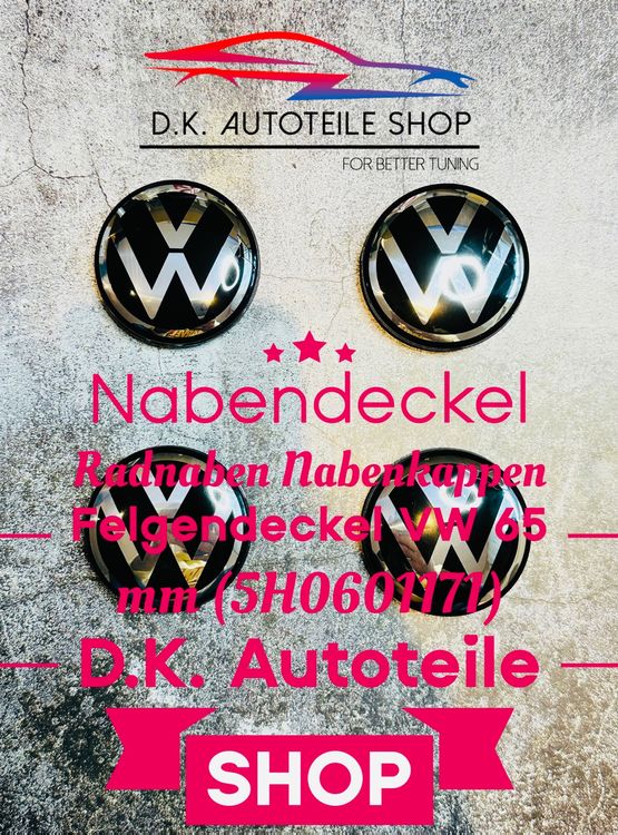 VW Nabendeckel 65mm Radnaben Deckel Felgendeckel 5H0601171 (Neu und ...